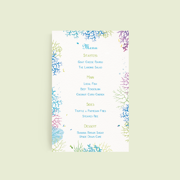 Coral Reef Menus – Clementina Sketchbook
