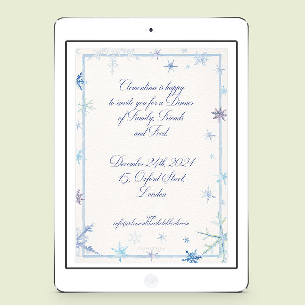 Snowflakes Digital Invitation – Clementina Sketchbook